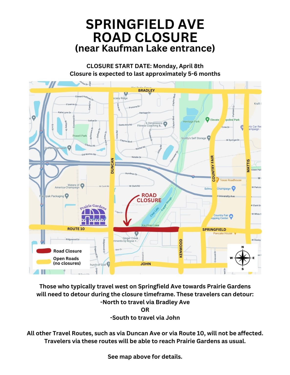 Springfield Road Closure | Prairie Gardens & Jeffrey Alans